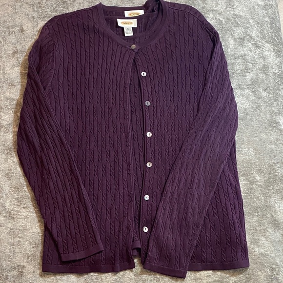Talbots | Sweaters | Talbots Purple Cable Knit Cardigan Twin Set Size ...